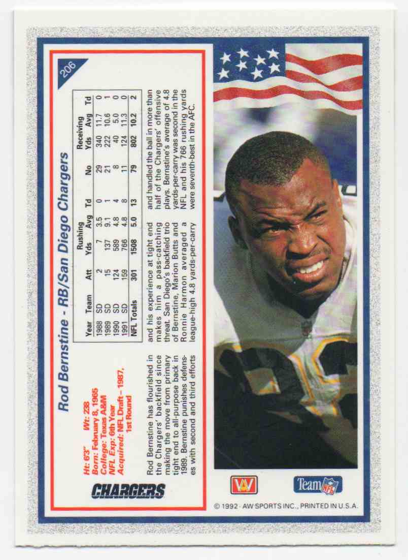 1992 All World Rod Bernstine #206 on Kronozio