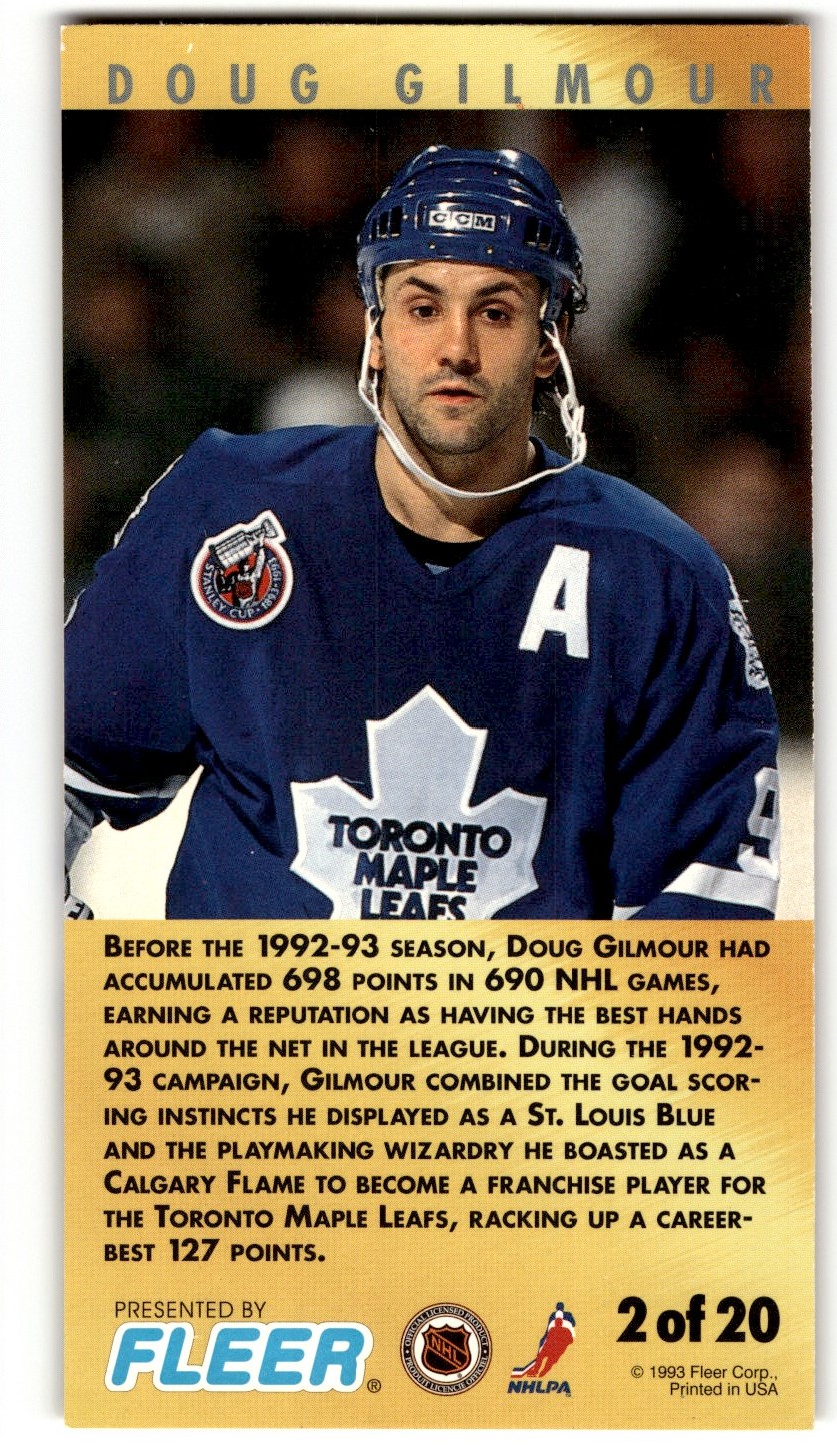 1993-94 Fleer PowerPlay Point Leaders Doug Gilmour #2 on Kronozio