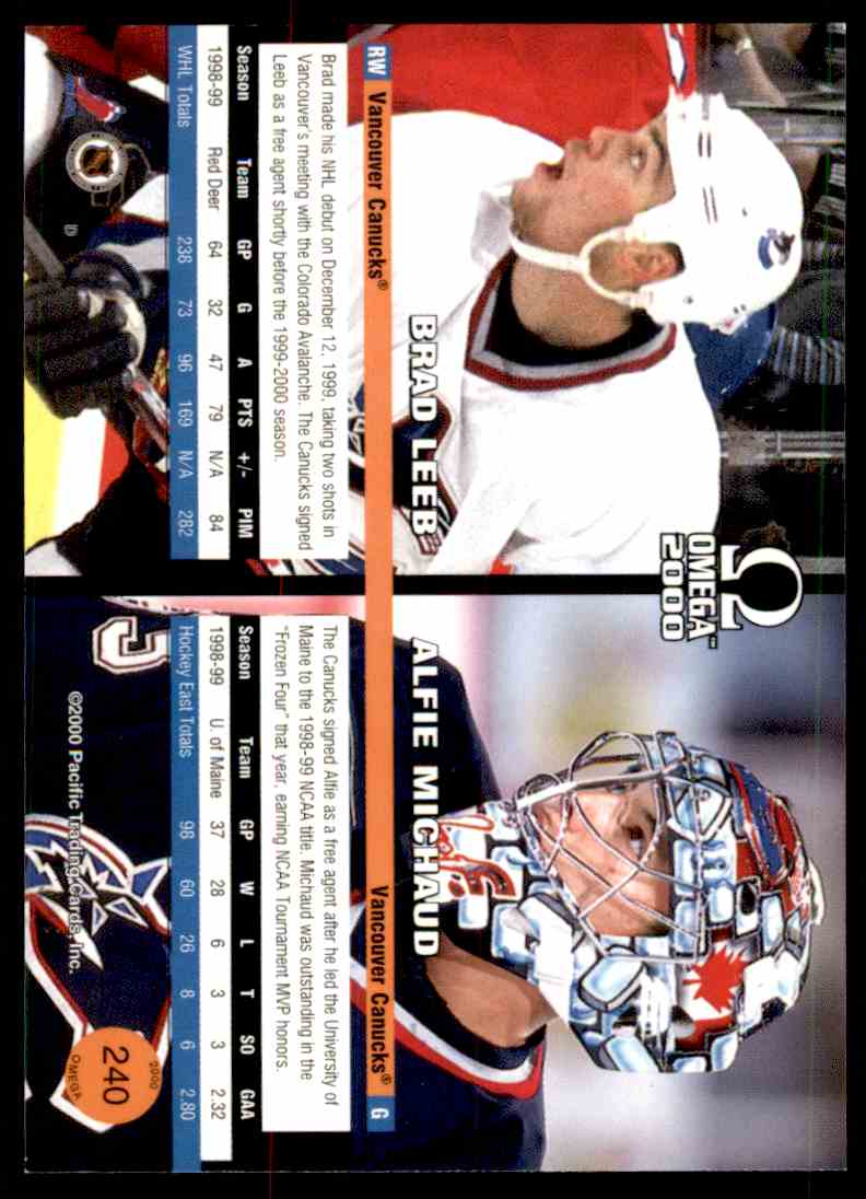 1999-00 Omega Brad Leeb Alfie Michaud #240 on Kronozio