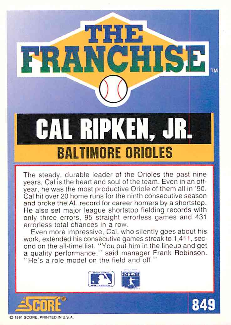 1993 Upper Deck Community Heroes Cal Ripken JR. #849 on Kronozio