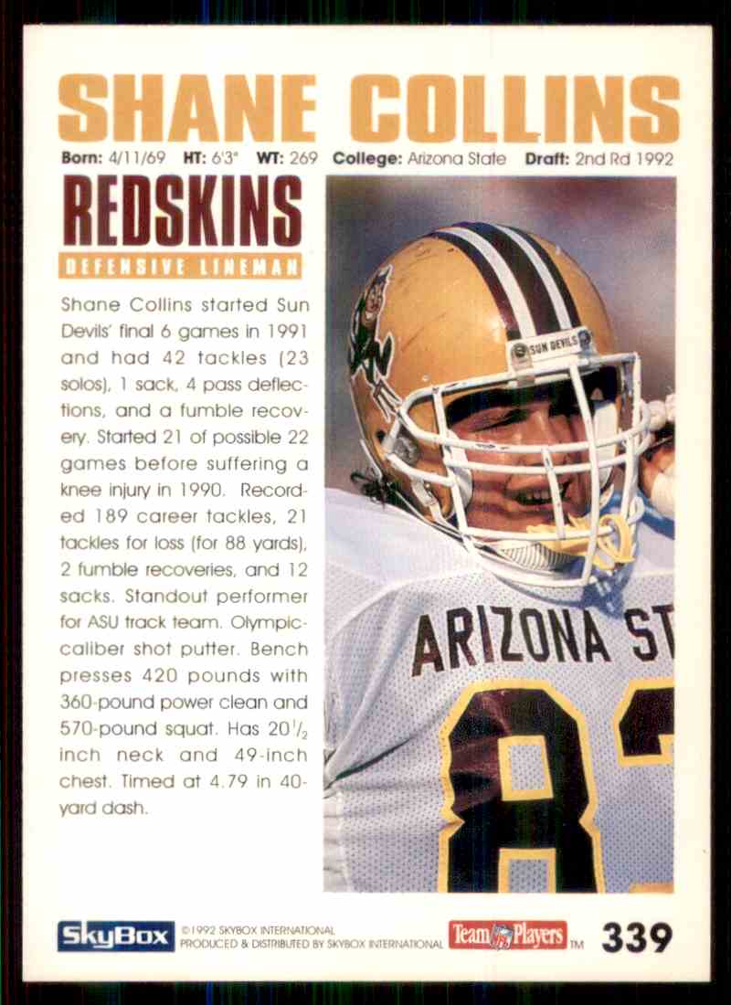 1992 Skybox Impact Shane Collins #339 on Kronozio