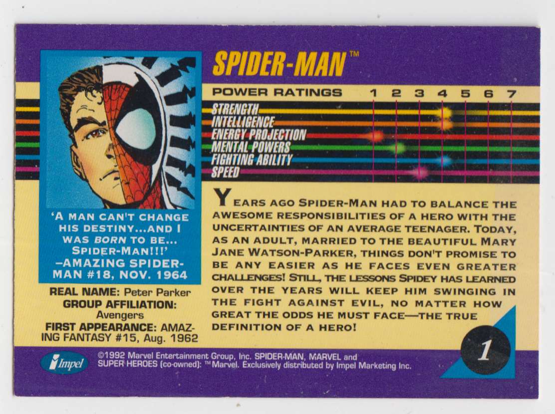 1992 Marvel Super Heroes Spider-Man #1 on Kronozio