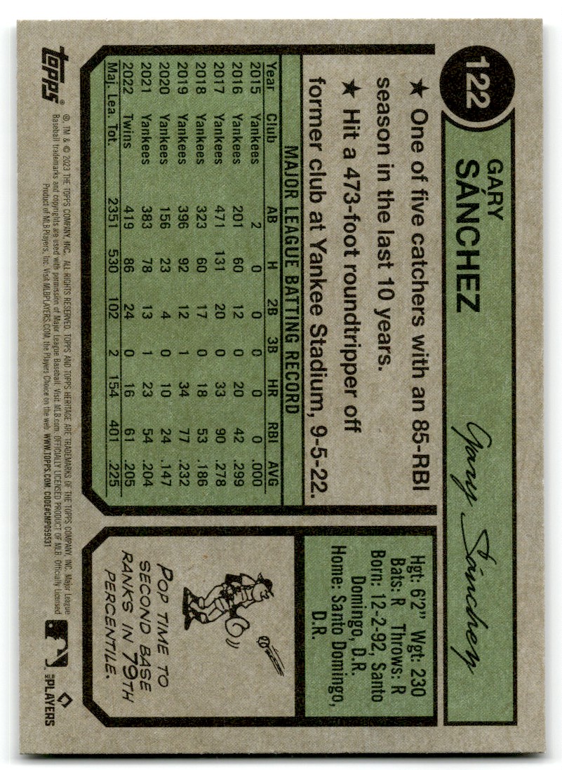 2023 Topps Heritage Gary Sánchez #122 on Kronozio