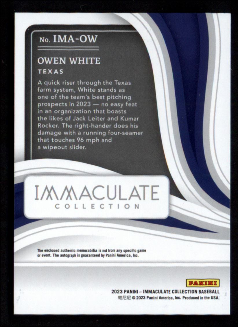 2023 Panini Immaculate Collection Material Owen White #IMA-OW on Kronozio