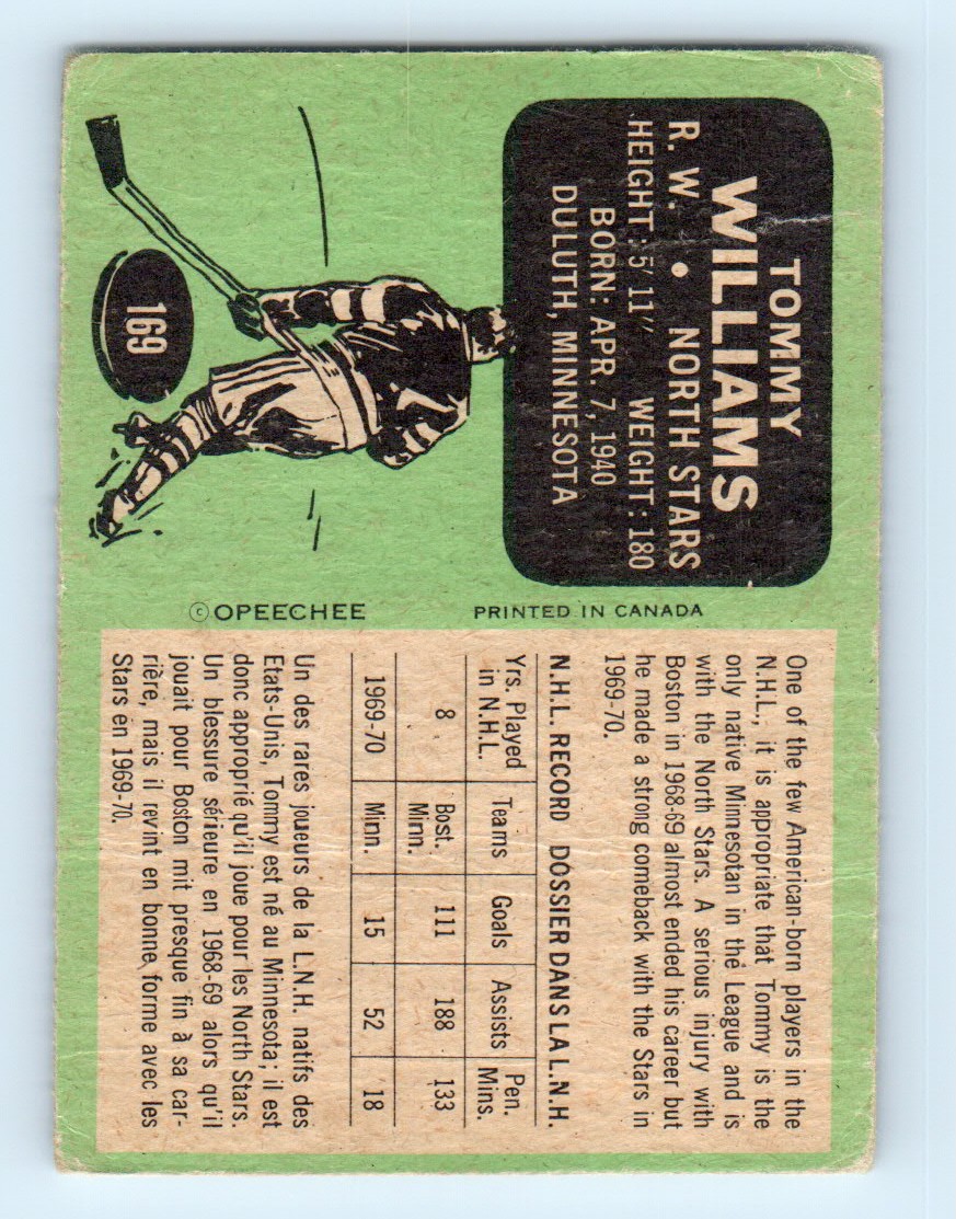 1970-71 O-Pee-Chee Vintage Tom Williams #169 on Kronozio