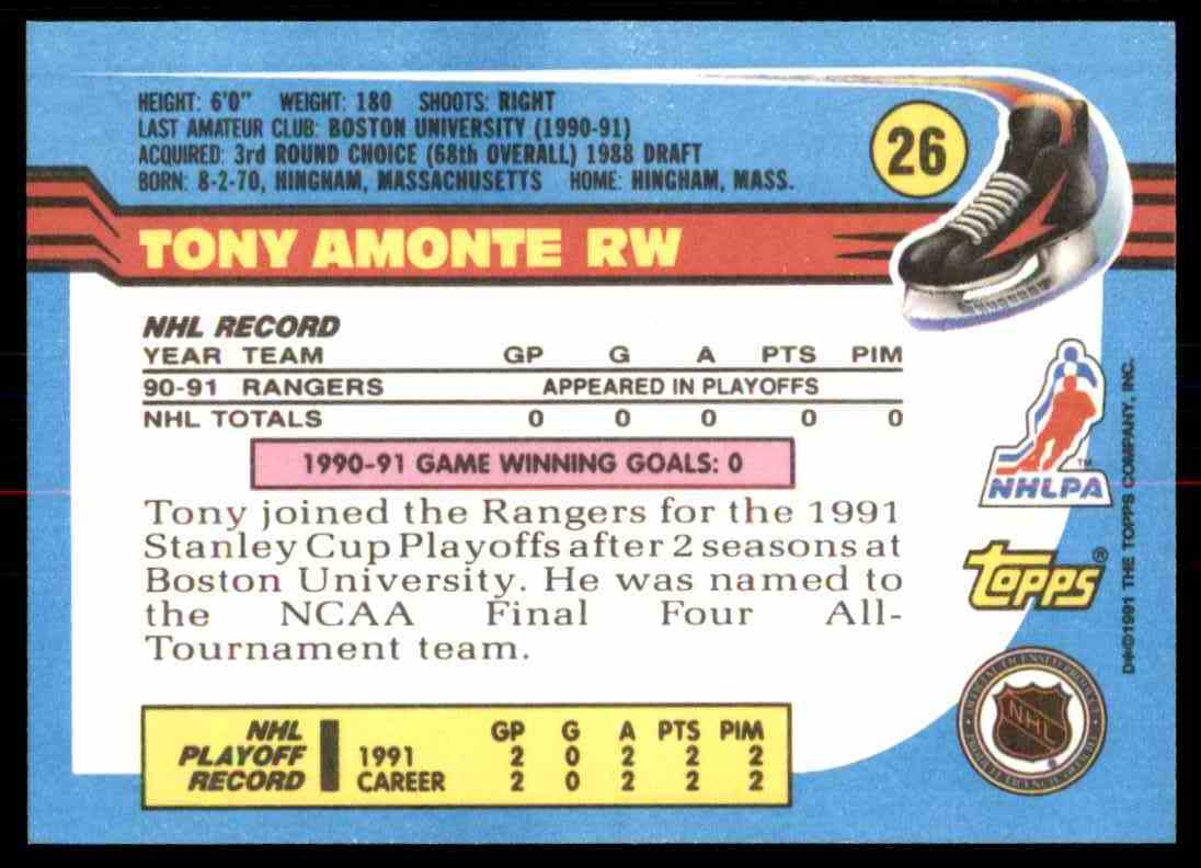 1991-92 Topps Tony Amonte #26 on Kronozio