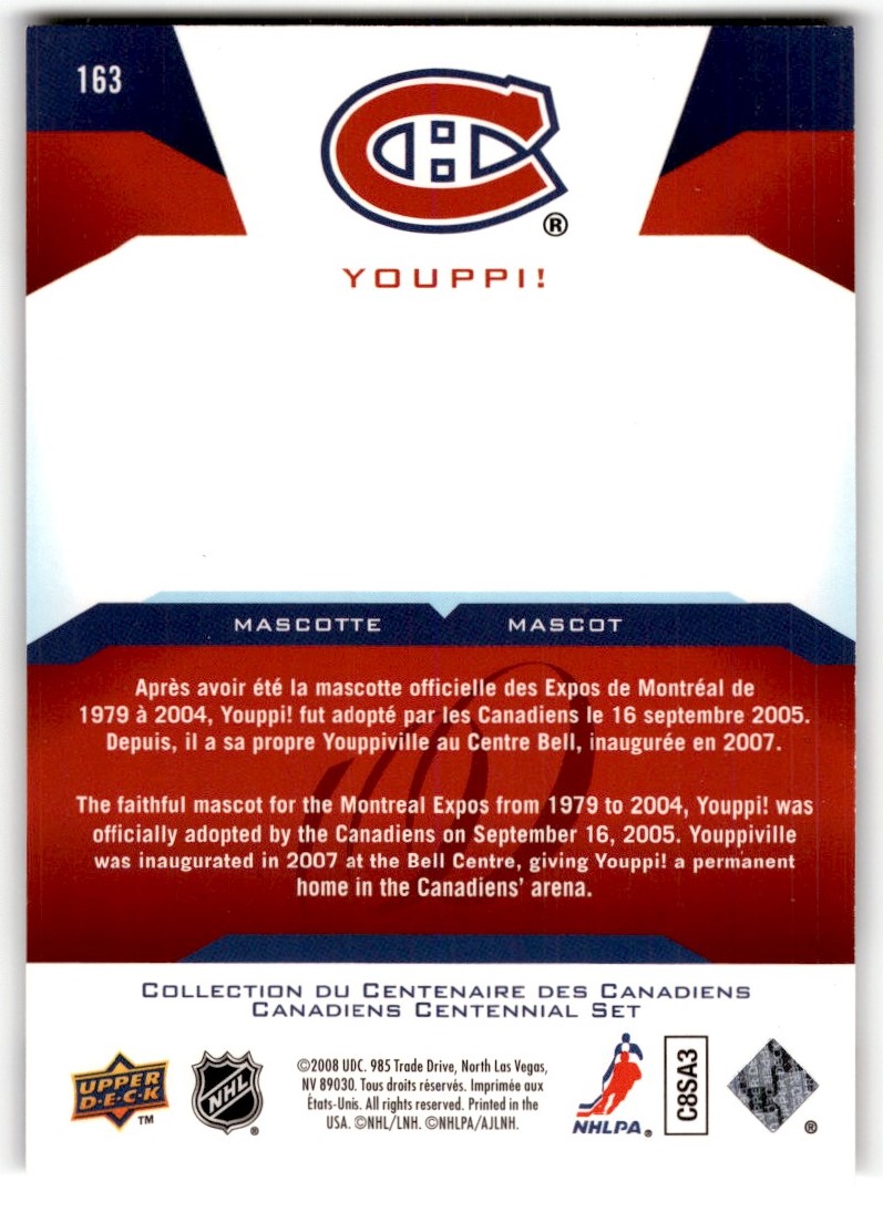 2008-09 Upper Deck Montreal Canadiens Centennial Youppi #163 on Kronozio