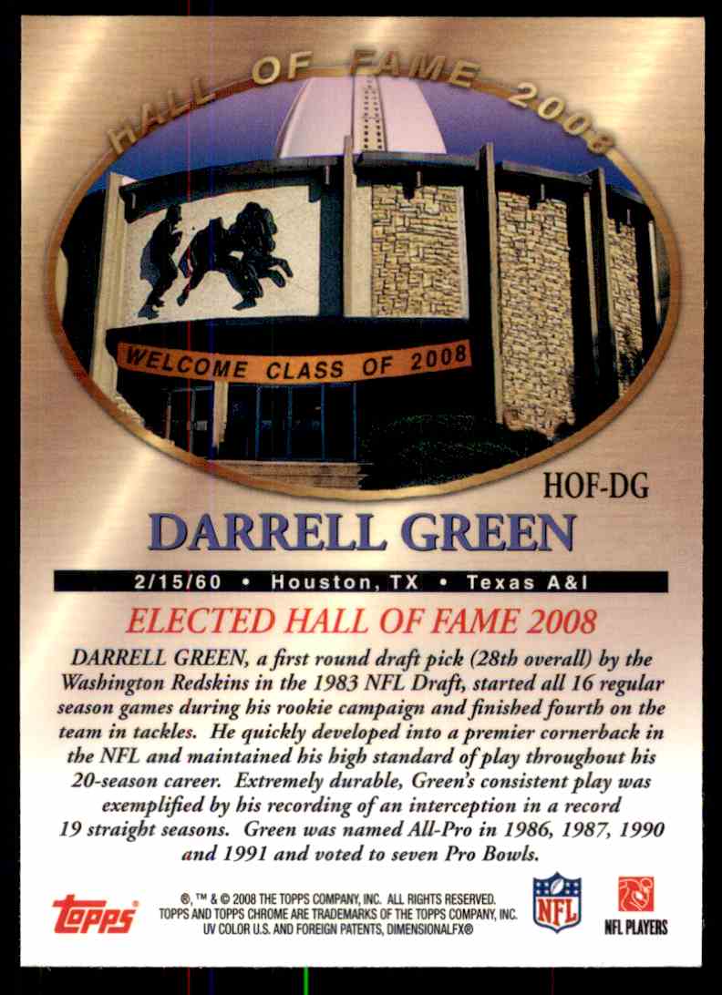 2008 Topps Chrome Hall of Fame Darrell Green(D)23=21 #HOF-DG on Kronozio