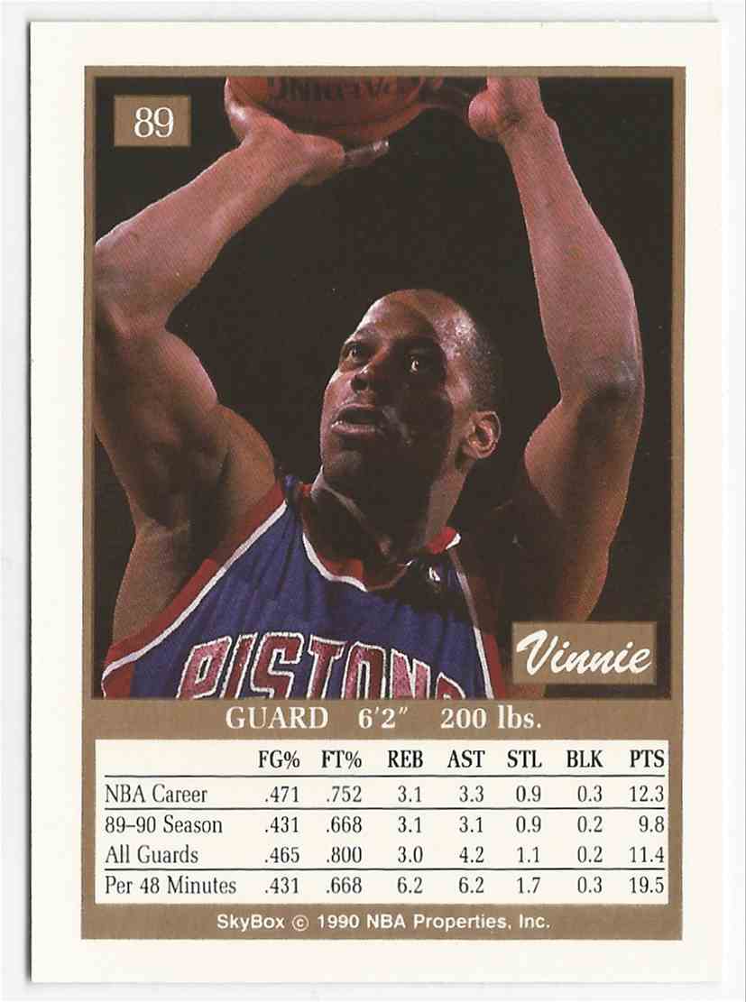 1990-91 Skybox Vinnie Johnson - Detroit Pistons -Mint #89 on Kronozio