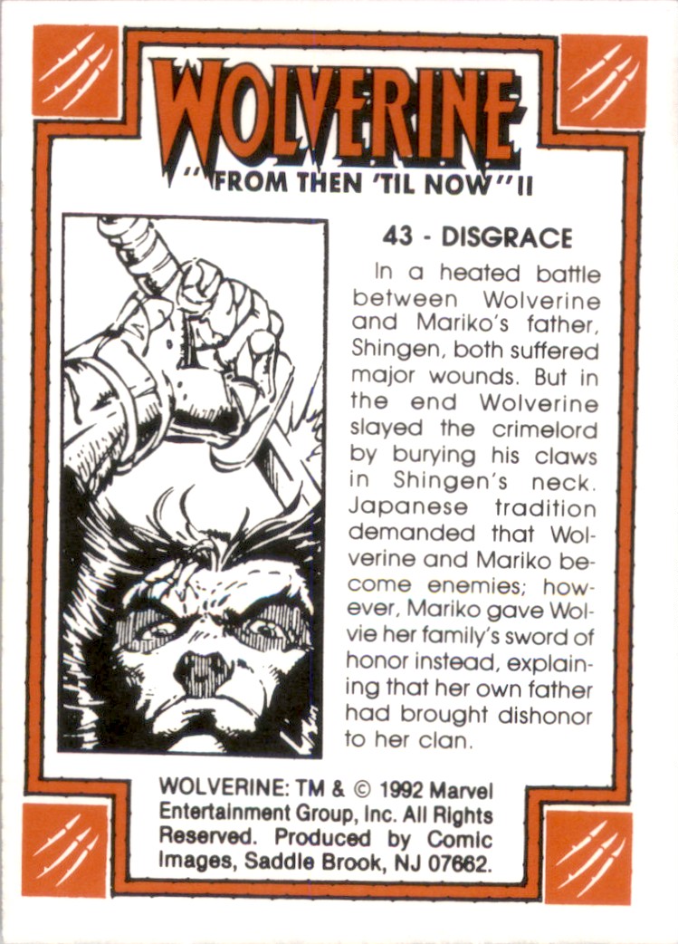 1992 Comic Images Wolverine From Then 'Til Now II Disgrace #43 on Kronozio