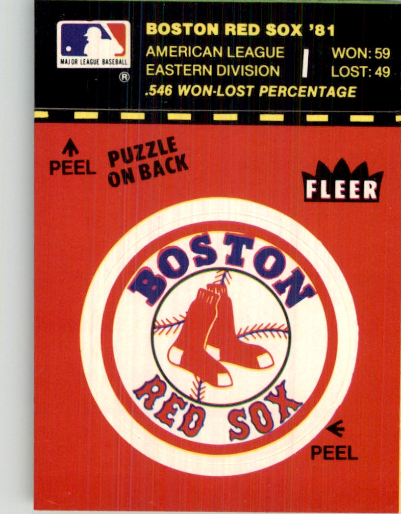 1982 Fleer Team Logo Sticker Red-Puzzle on Back Version 1 Boston Red ...