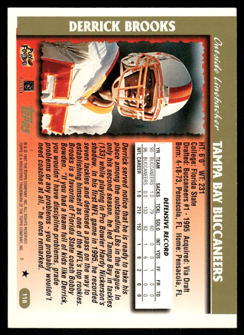 1997 Topps Derrick Brooks #118 on Kronozio