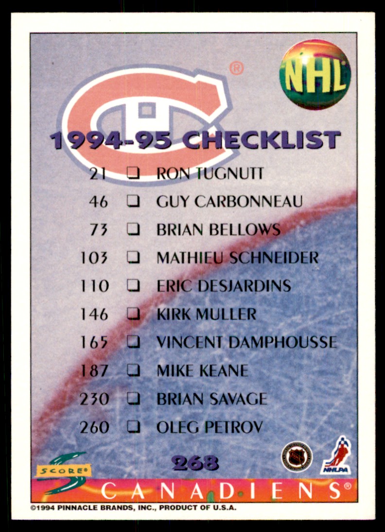 1994-95 Score Checklist #268 on Kronozio