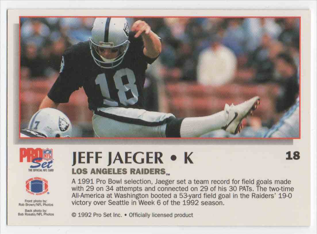 1992 Pro Set Power Jeff Jaeger #18 on Kronozio