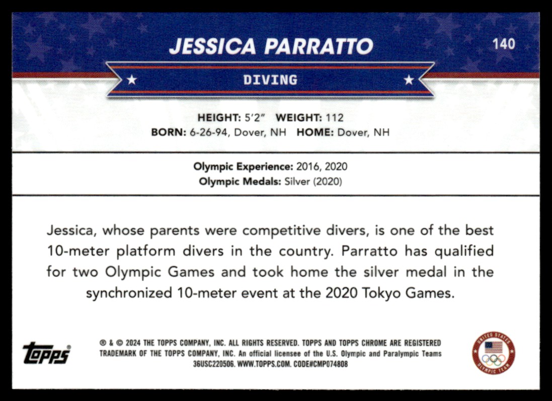 2024 Topps Chrome US Olympic and Paralympic Base Jessica Parratto #140 ...