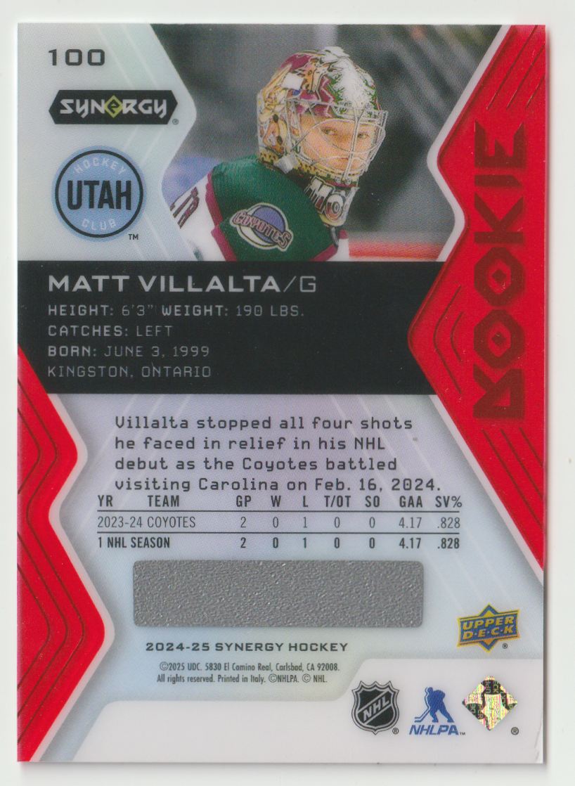 2024-25 Synergy Red Unscratched Bounty Code Matt Villalta #100 on Kronozio