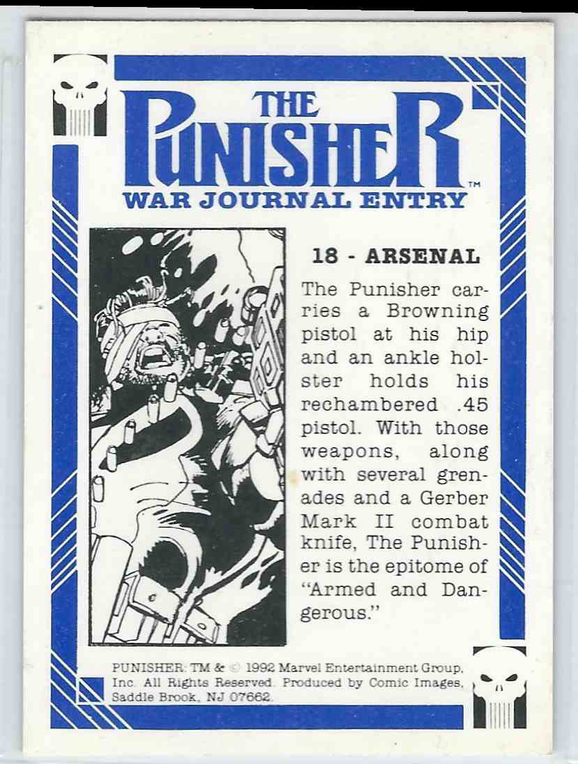 1992 Comic Images The Punisher Guts And Gun Powder Arsenal #18 on Kronozio