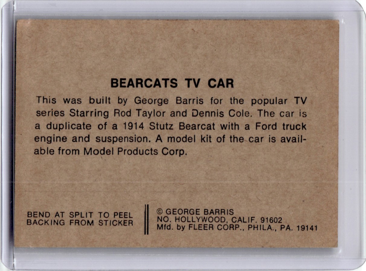 1975 George Barris Stickers RARE! HOT ROD Bearcats TV Car #NNO on Kronozio