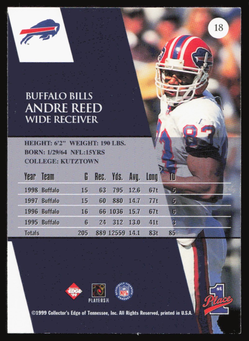 1999 Collector's Edge First Place Andre Reed #18 on Kronozio