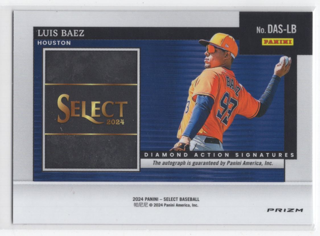 2024 Panini Select Diamond Action Signatures Silver Luis Baez #DAS-LB ...