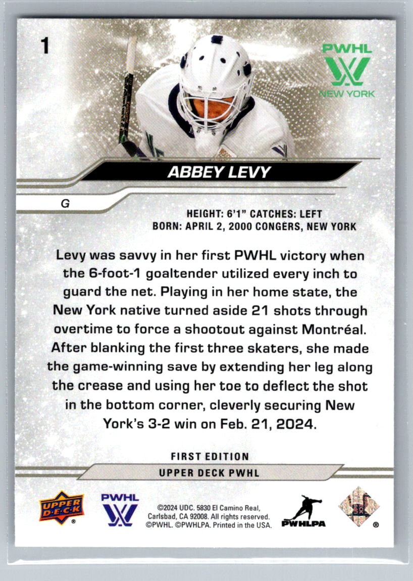 2024-25 Upper Deck PWHL Abbey Levy #1 on Kronozio