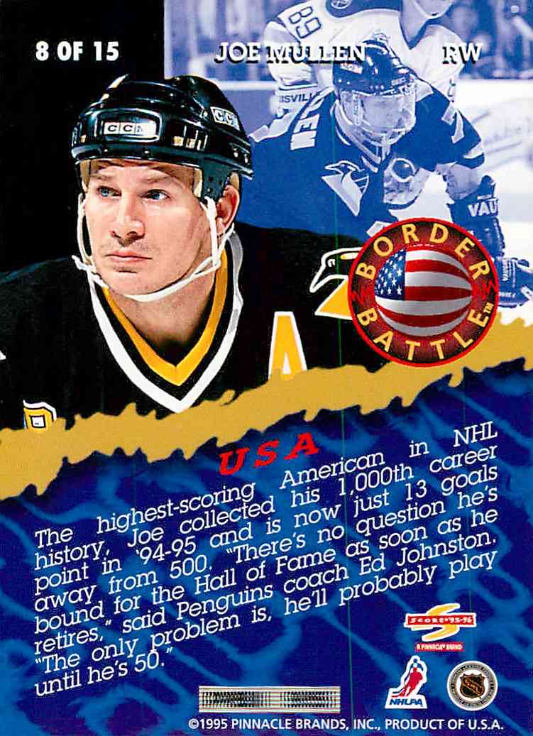 1995-96 Score Border Battle Joe Mullen #8 on Kronozio