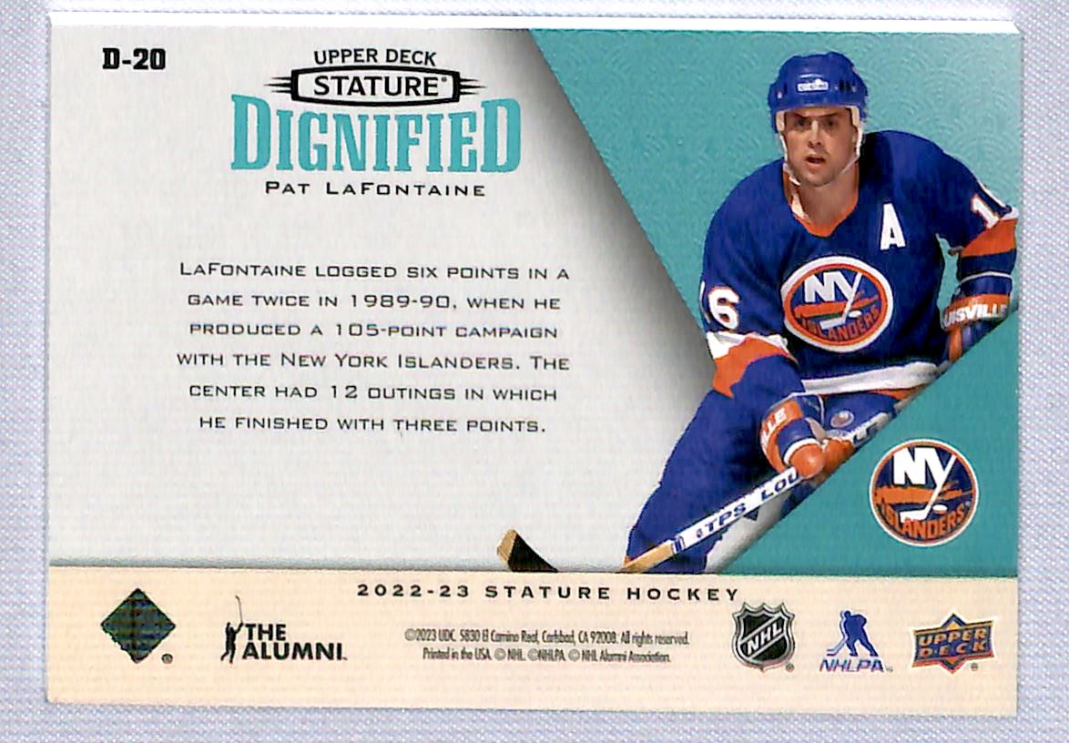2022-23 UD Stature Dignified Green Pat LaFontaine #D-20 on Kronozio