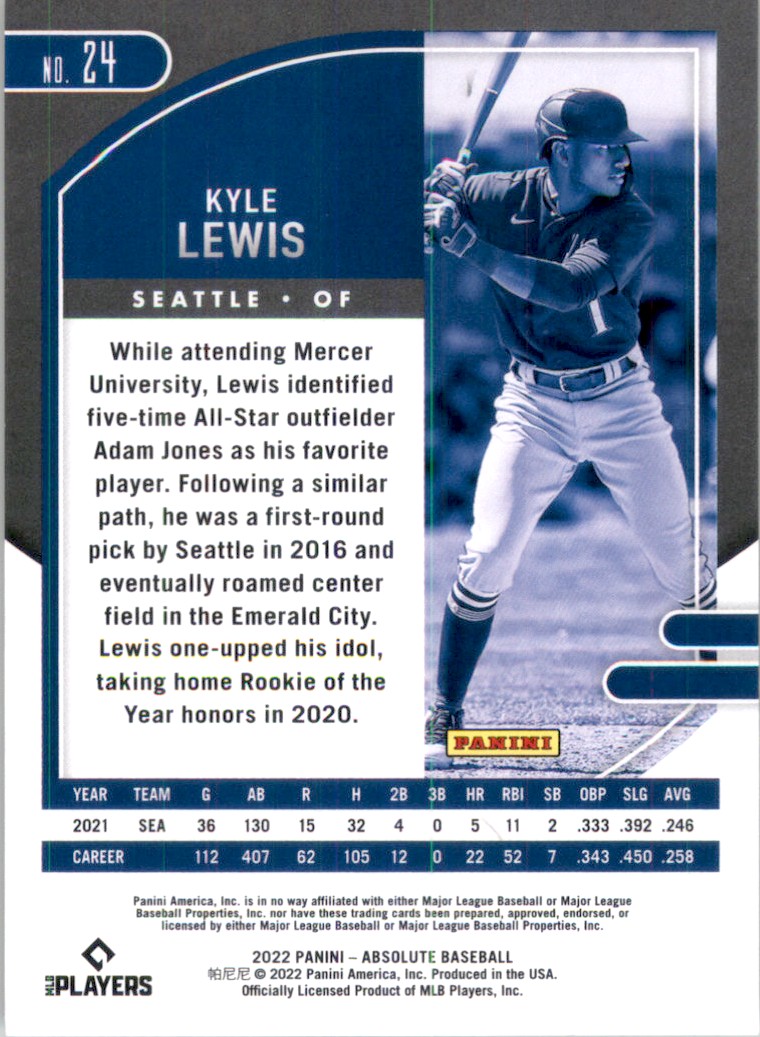 2022 Absolute Holo Silver Kyle Lewis #24 on Kronozio
