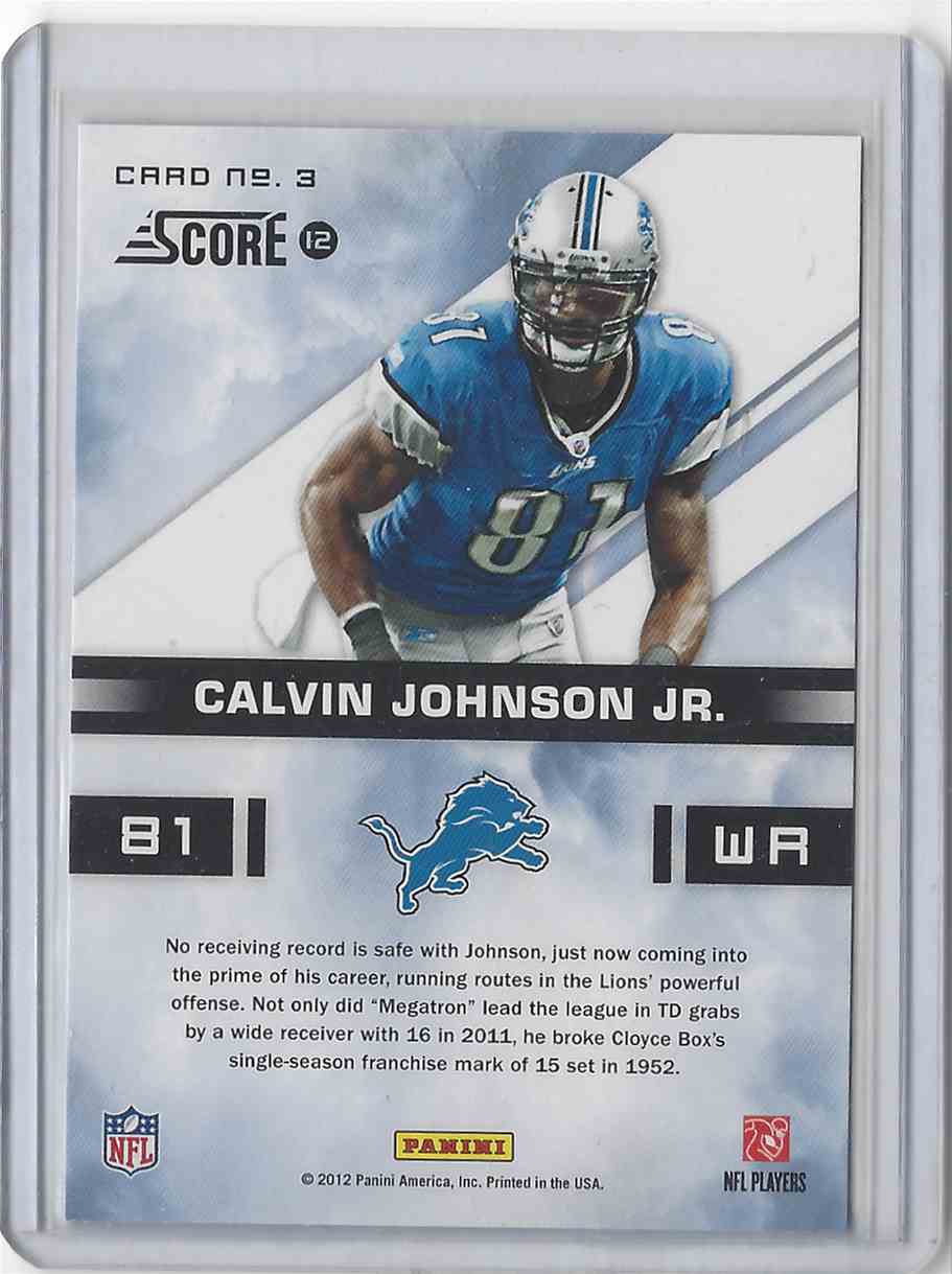 2012 Score In The Zone Calvin Johnson, JR. #3 on Kronozio