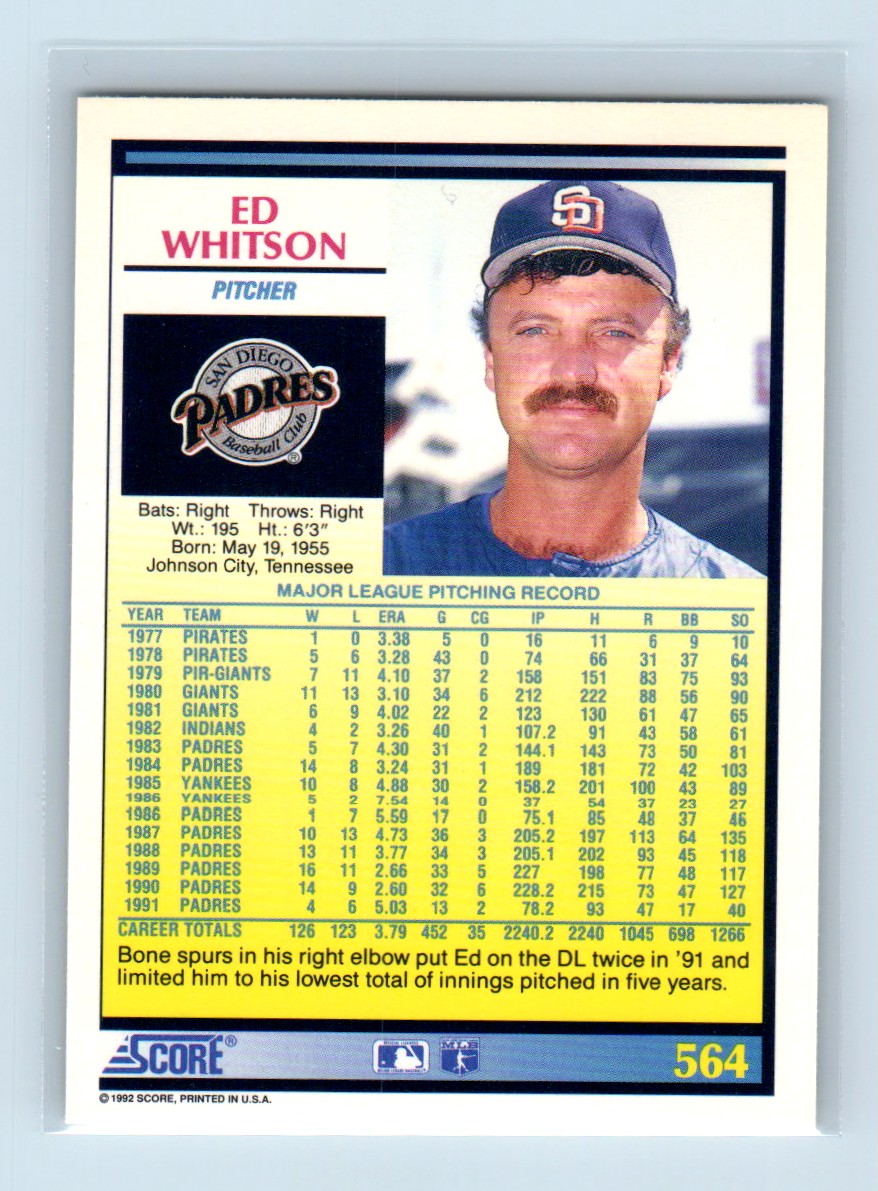 1992 Score - #564 Ed Whitson for sale online | eBay