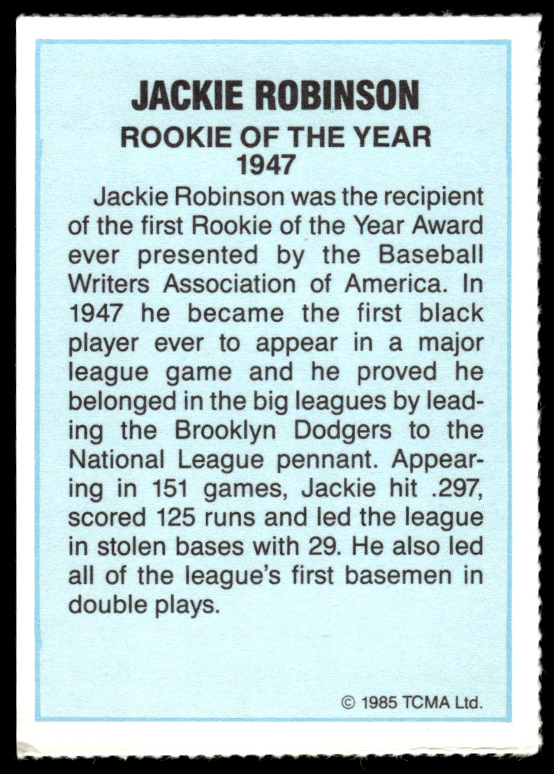 1985 TCMA Rookie of the Year Jackie Robinson #NNO on Kronozio