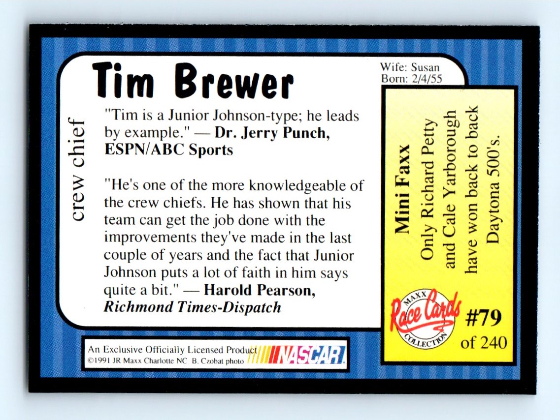 1991 J R MAXX TIM BREWER #79 on Kronozio