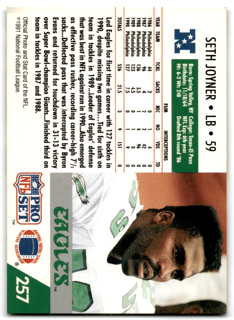 1991 Pro Set Seth Joyner #257 on Kronozio