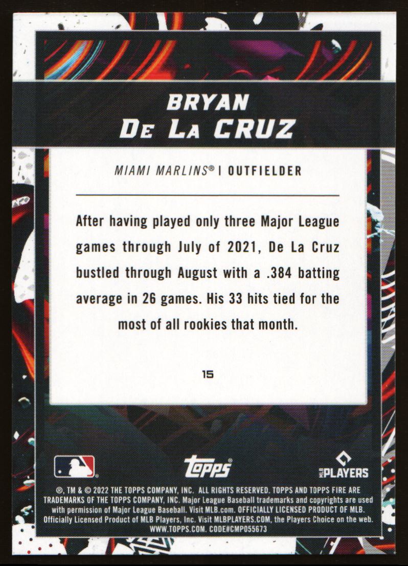 2022 Topps Fire Bryan De La Cruz #15 on Kronozio