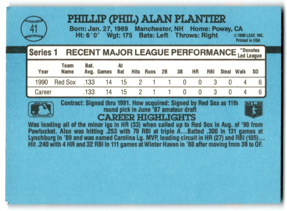 1991 Donruss Phil Plantier #41 on Kronozio