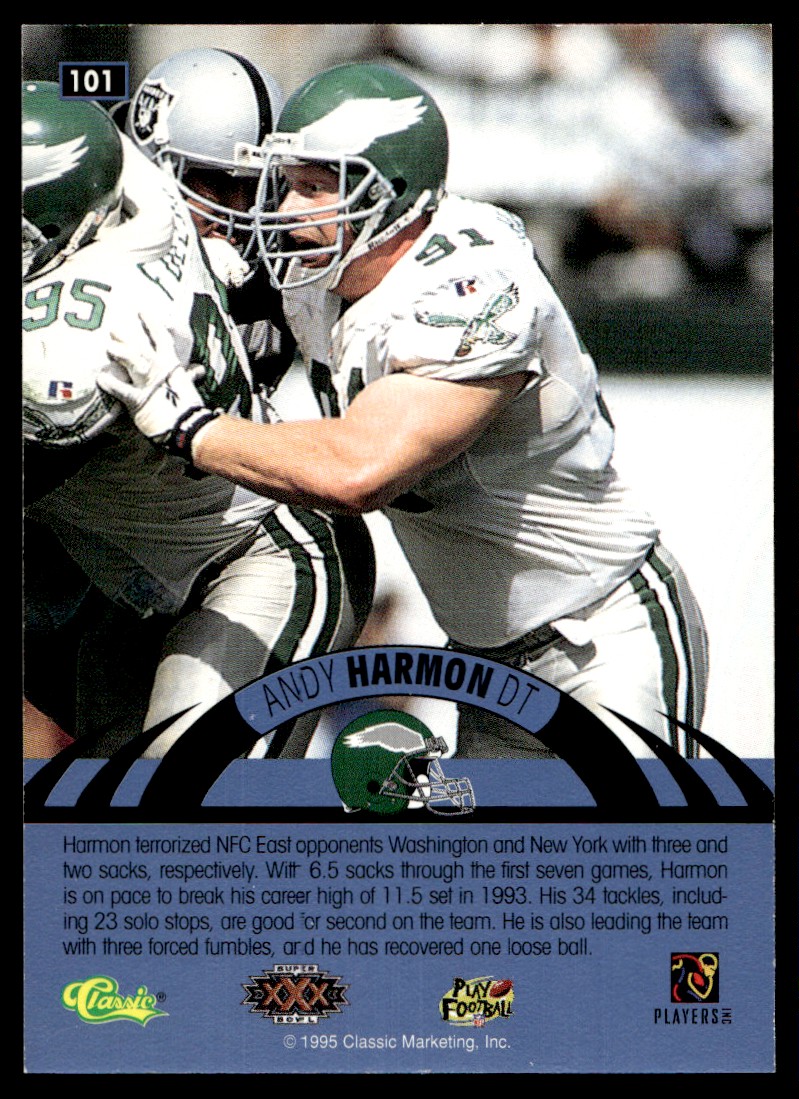 1995 NFL Classic Experience Andy Harmon #101 on Kronozio