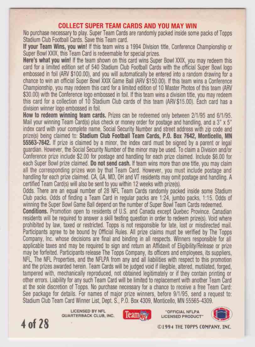 1994 Topps Stadium Club Super Team Card C #4 on Kronozio