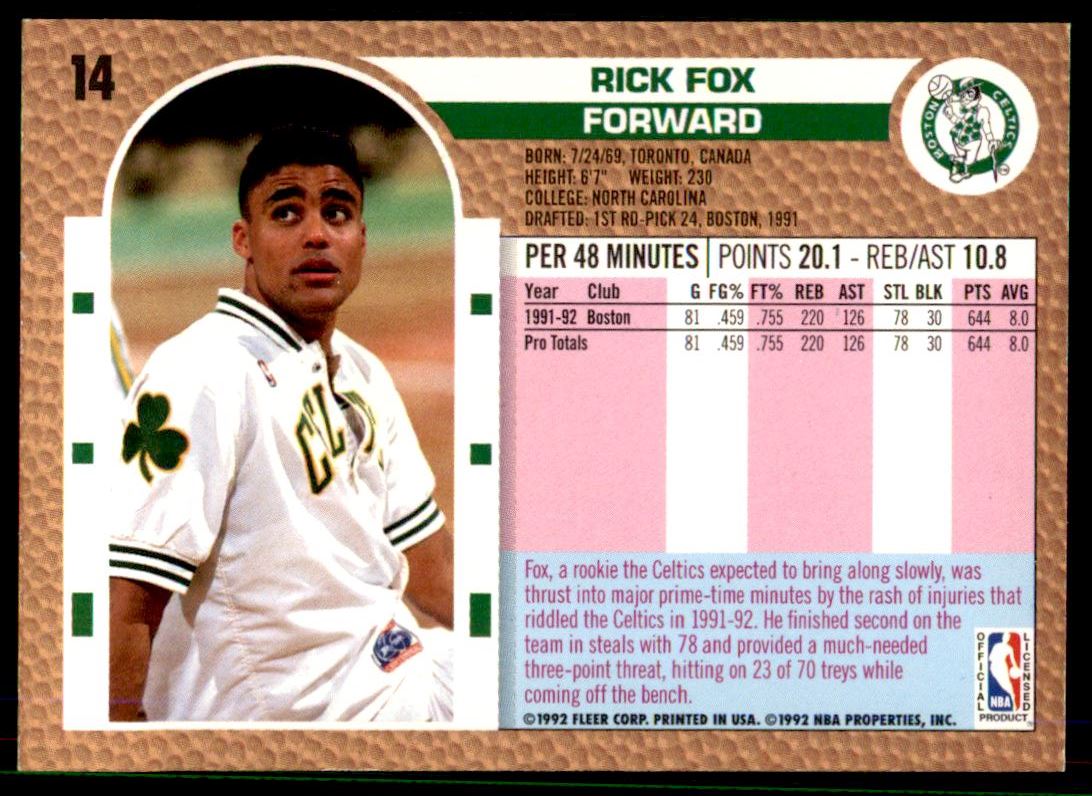 1992-93 Fleer Rick Fox #14 on Kronozio