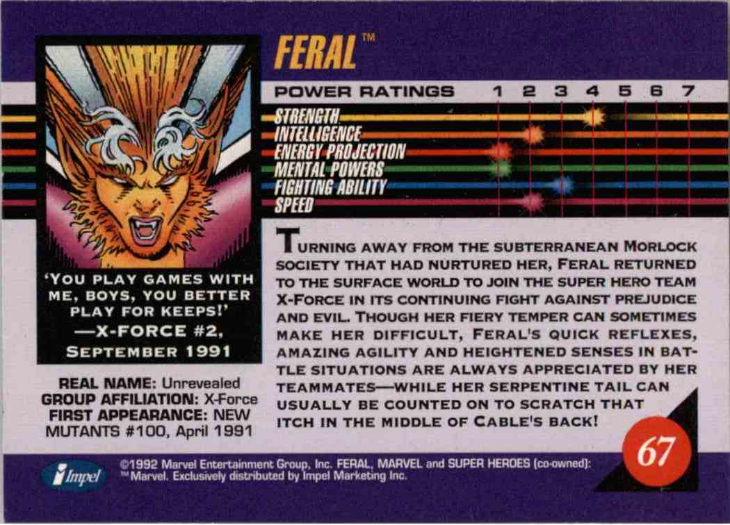 1992 Marvel Feral #67 on Kronozio