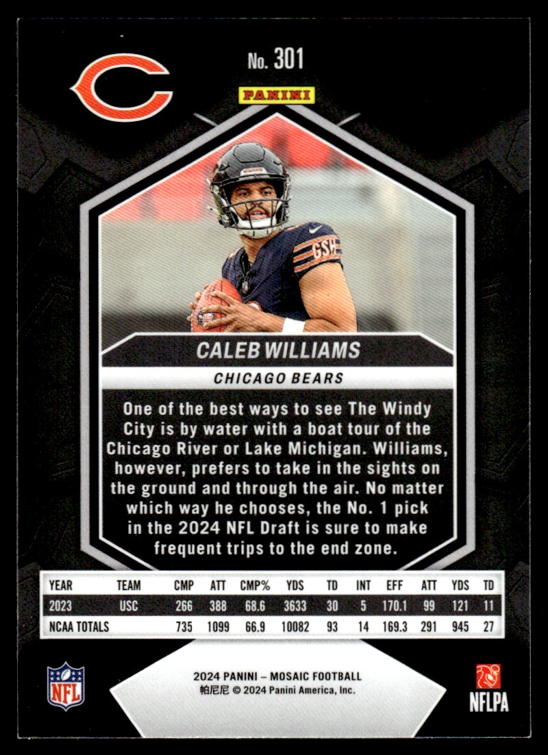 2024 Panini Mosaic Football Caleb Williams #301 on Kronozio
