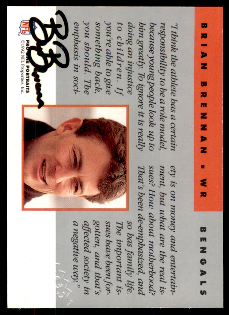 1992 Pro Line Portraits Autographs Certified Stamp Brian Brennan on ...