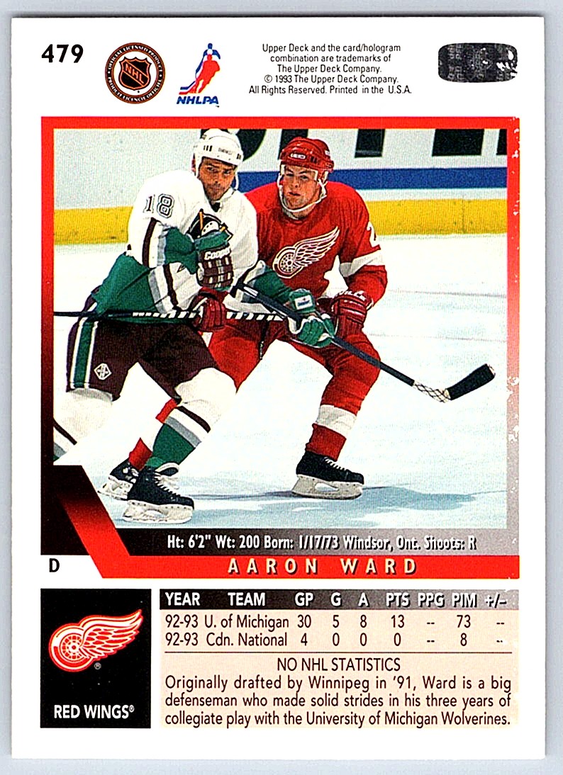 1993-94 Upper Deck Aaron Ward #479 on Kronozio