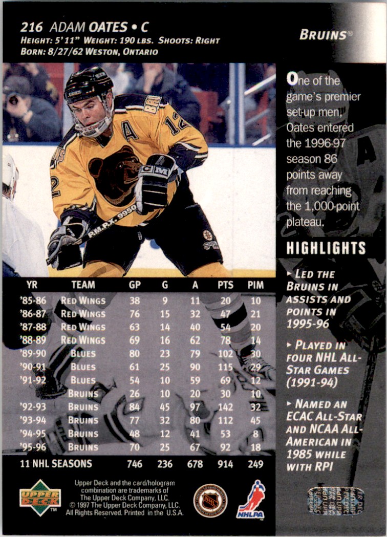 1996-97 Upper Deck Adam Oates #216 on Kronozio