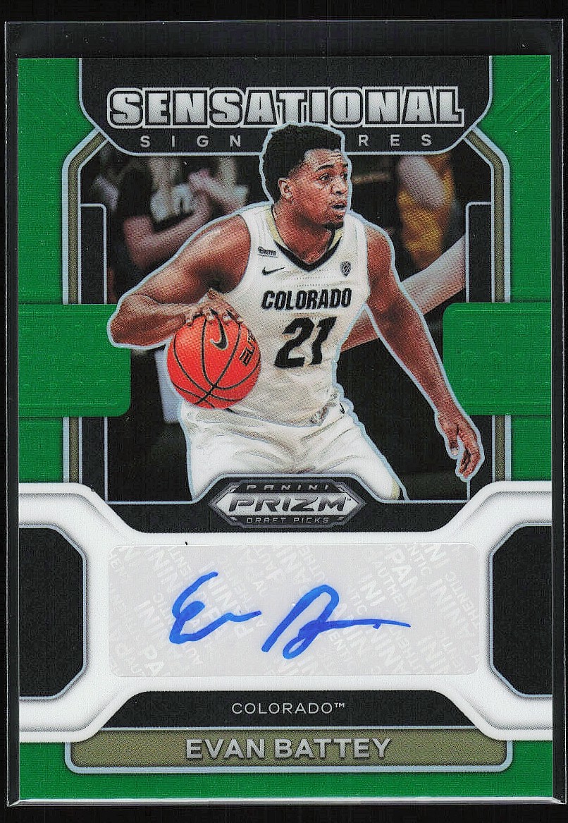 2022-23 Prizm Draft Picks Sensational Signatures Green Evan Battey #SS ...