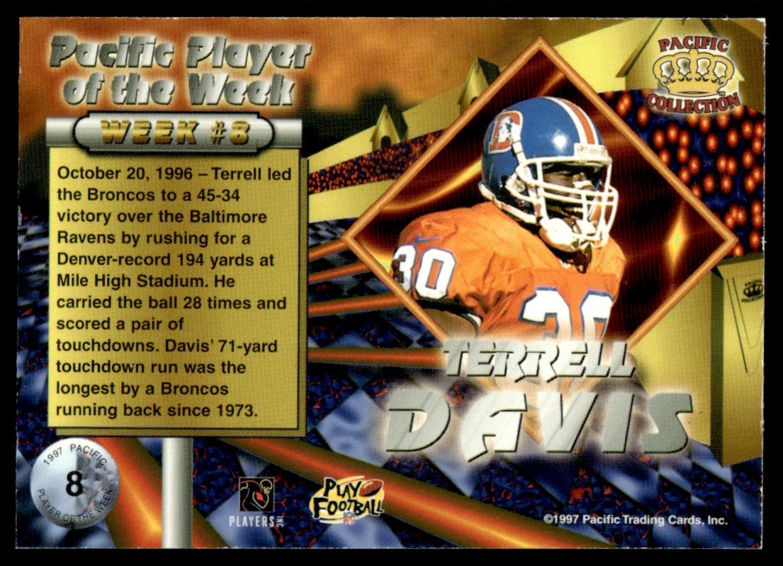 1997 Pacific Player of the Week Terrell Davis #8 on Kronozio