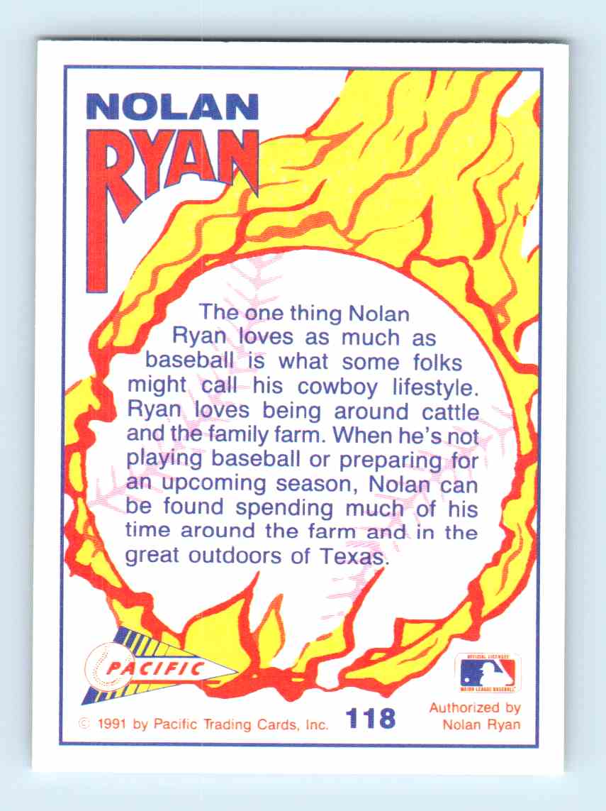 1991 Pacific Nolan Ryan Express Nolan The Cowboy #118 on Kronozio