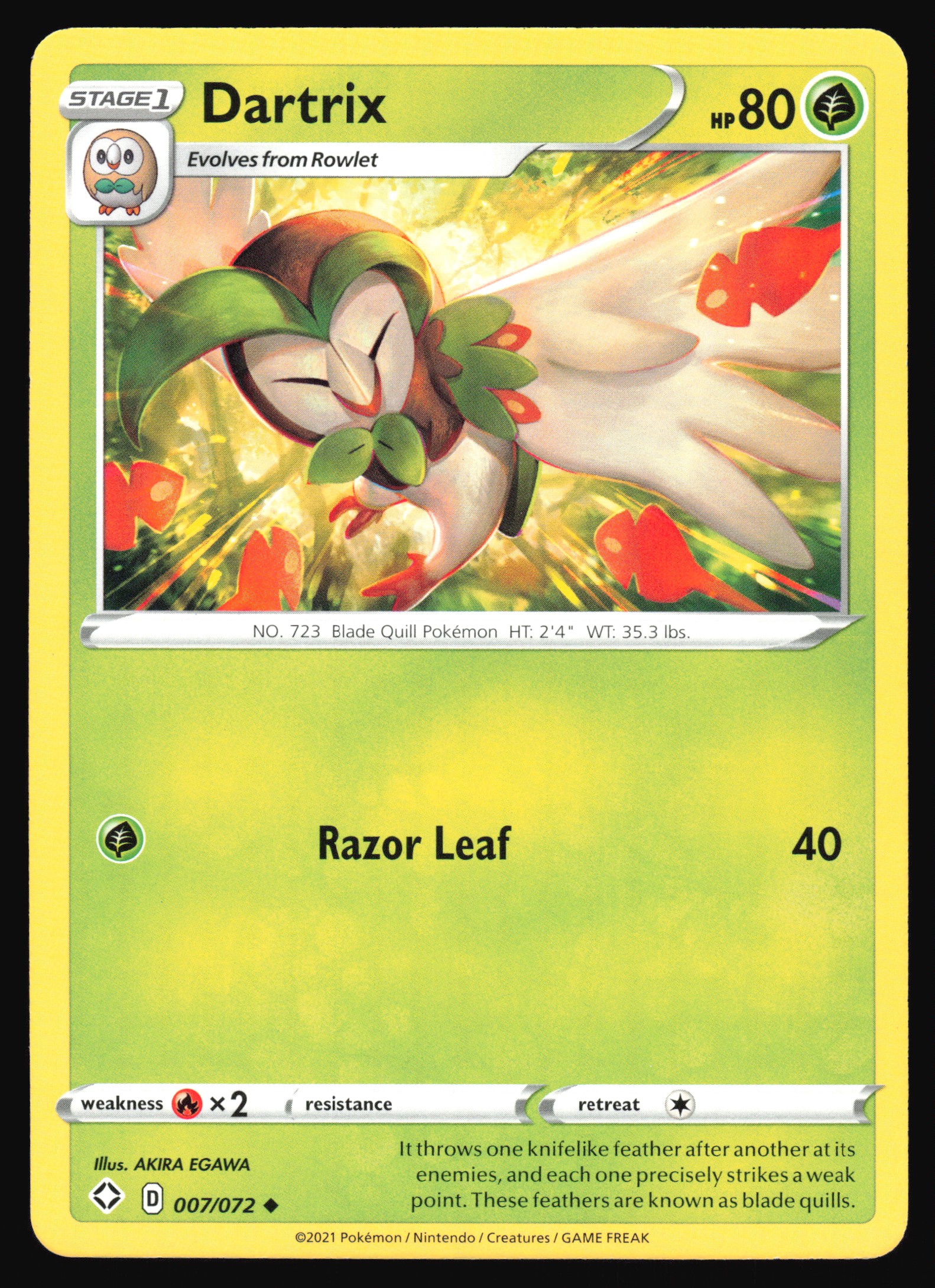 2021 Pokemon TCG Dartrix Shining Fates on Kronozio