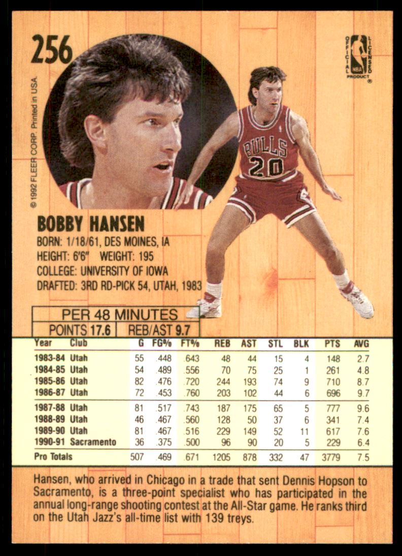 1991-92 Fleer Bobby Hansen #256 on Kronozio