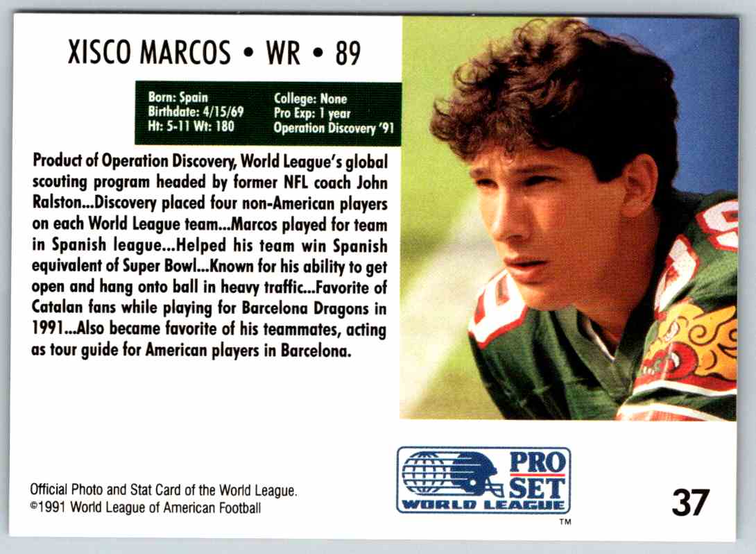 1991 Proset World League Xisco Marcos #37 on Kronozio