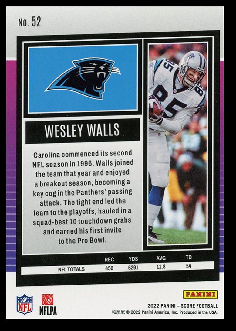 2022 Score Wesley Walls #52 on Kronozio